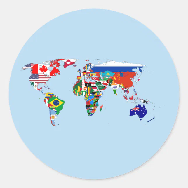 World Map of Flags Sticker | Zazzle