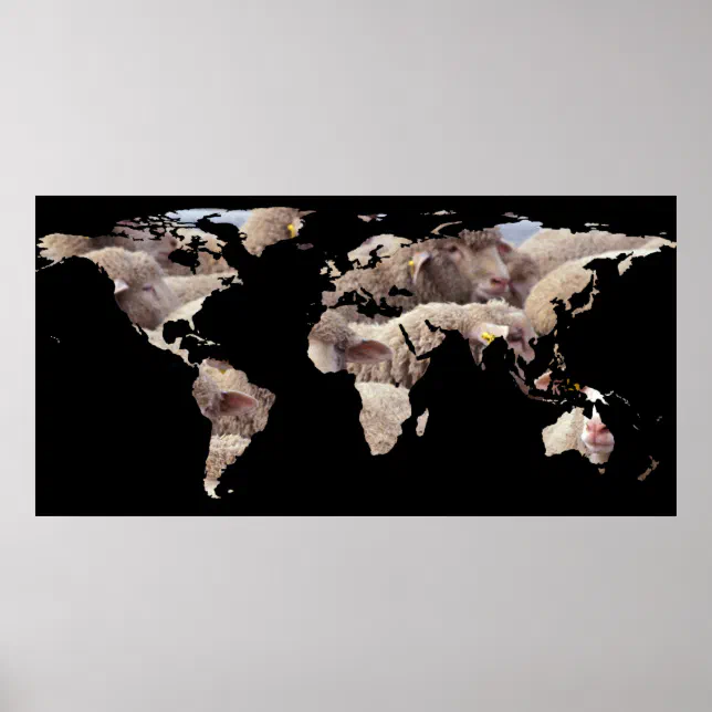 World Map Silhouette - Sheep Herd Poster | Zazzle