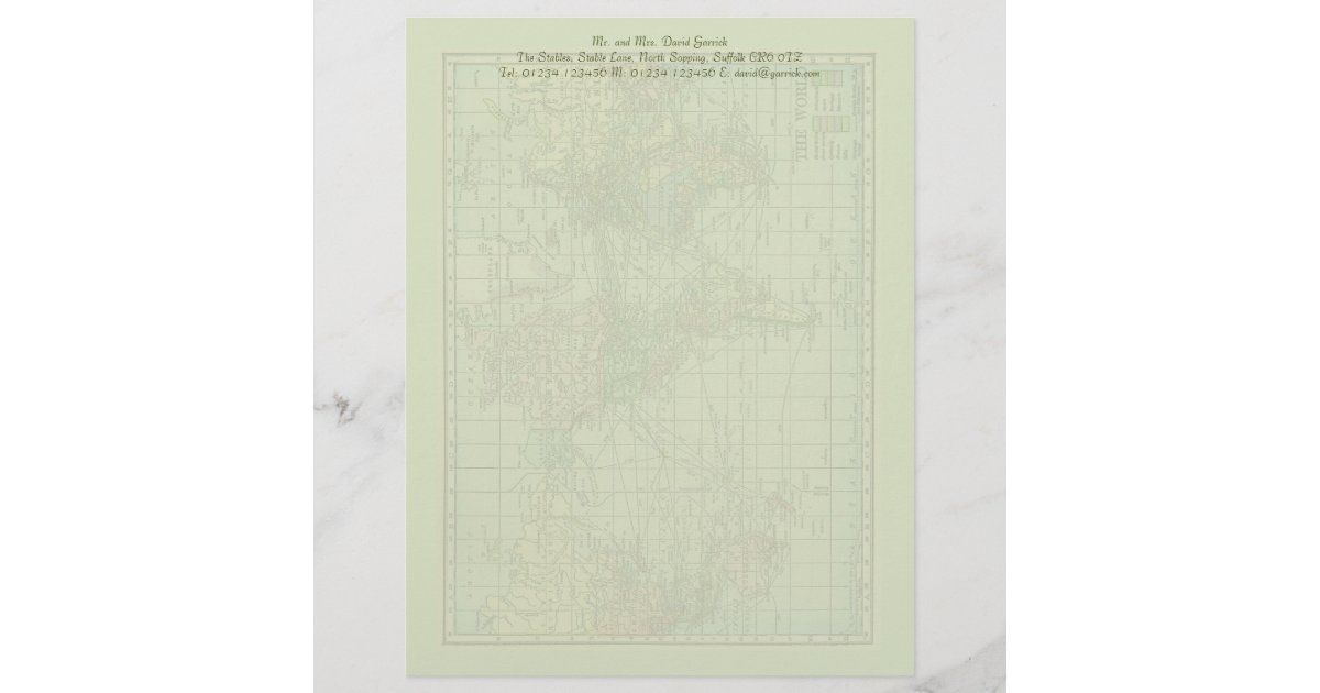 World Map Stationery Custom Letterhead | Zazzle
