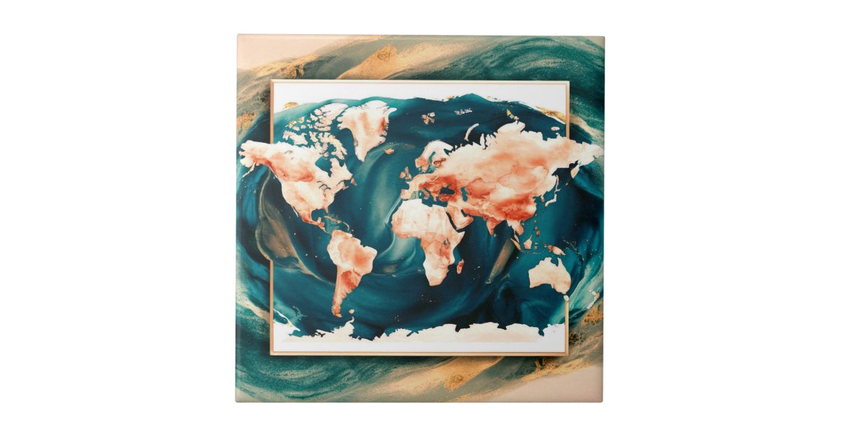 World Map Tile | Zazzle