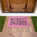 Worn out and scratched text Workout 247365 pink Doormat | Zazzle