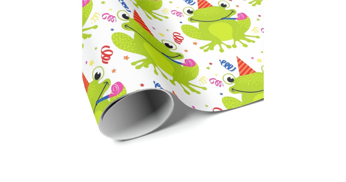 Wrapping Paper - Celebrating Frog | Zazzle