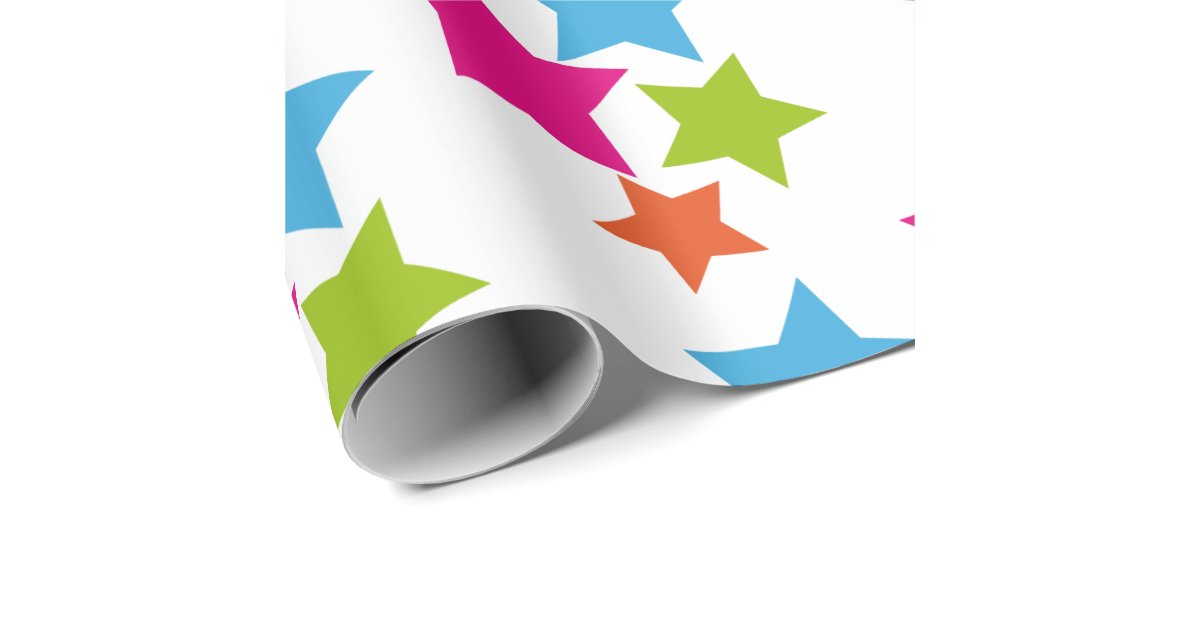 Wrapping Paper - Multi Coloured Stars | Zazzle.co.uk