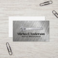 Wrench Logo | Metallic Brushed Business Card | Zazzle