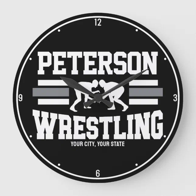 Wrestler ADD NAME School Athlete Wrestling Team Large Clock | Zazzle