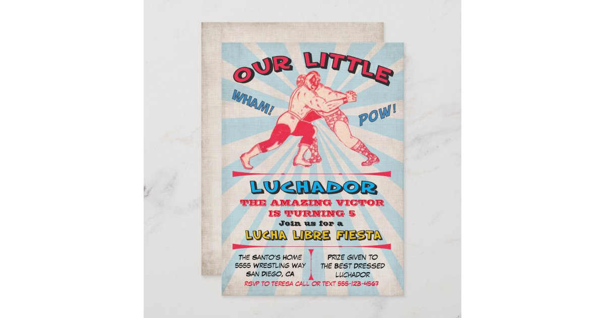 Wrestling Lucha Libre Birthday Fiesta Party Invitation | Zazzle