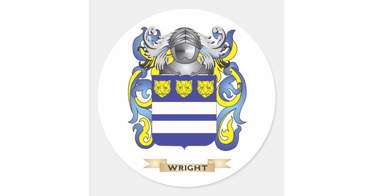 Wright Family Crest (Coat of Arms) Classic Round Sticker | Zazzle