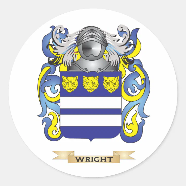 Wright Family Crest (Coat of Arms) Classic Round Sticker | Zazzle