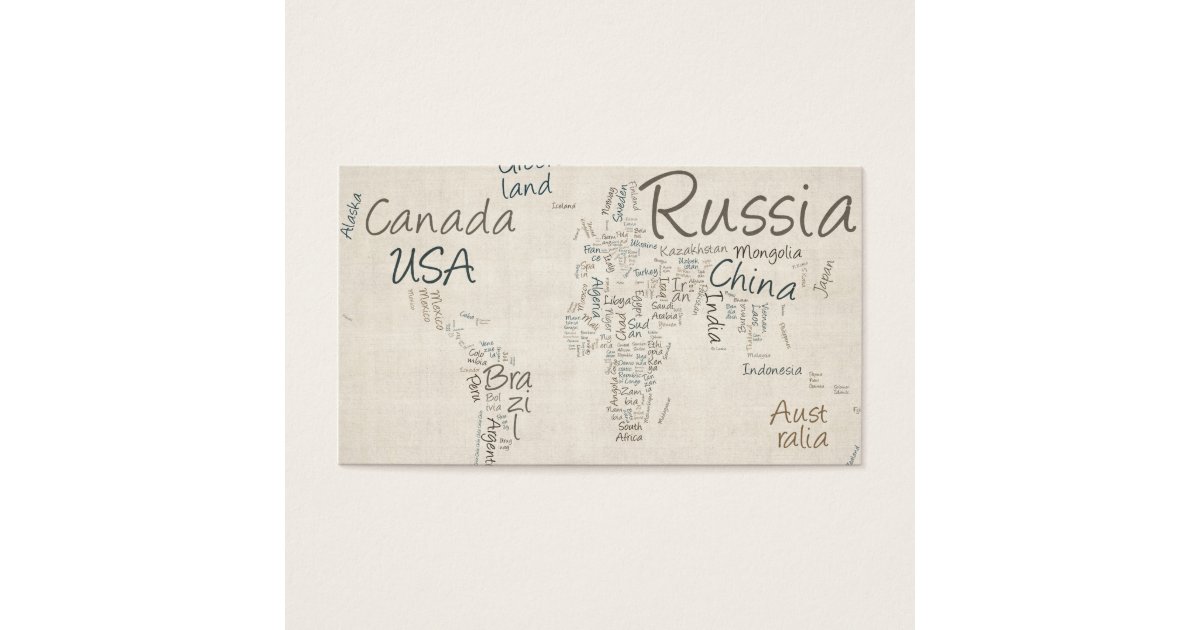 Writing Text Map of the World Map | Zazzle