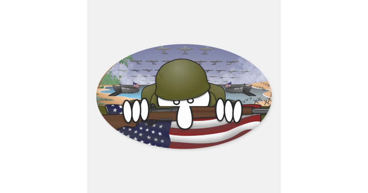WW2 Kilroy Oval Sticker | Zazzle
