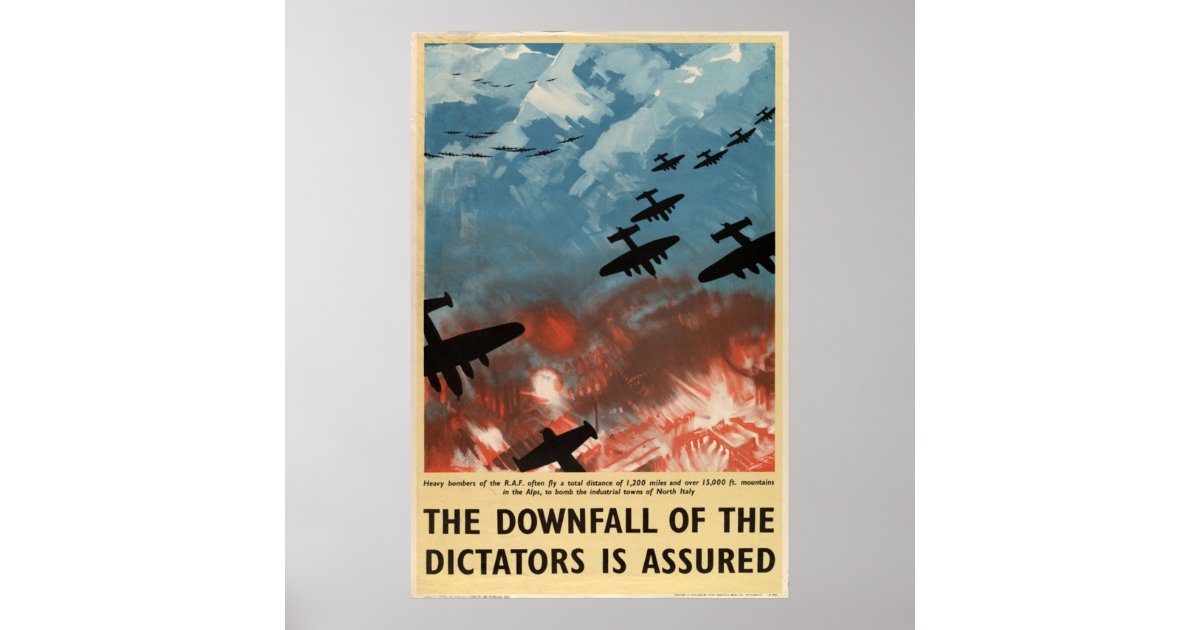 WW2 War Vintage Propaganda Downfall of Dictators Poster | Zazzle