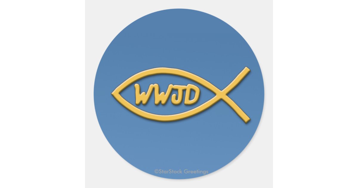 WWJD Fish Symbol Sticker | Zazzle