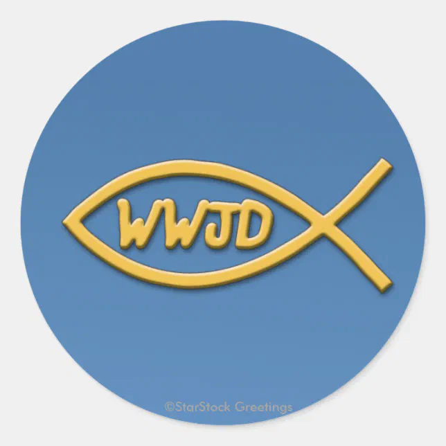 WWJD Fish Symbol Sticker | Zazzle