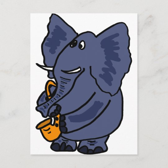 XX- Elephant Playing Saxophone Postcard | Zazzle.co.uk