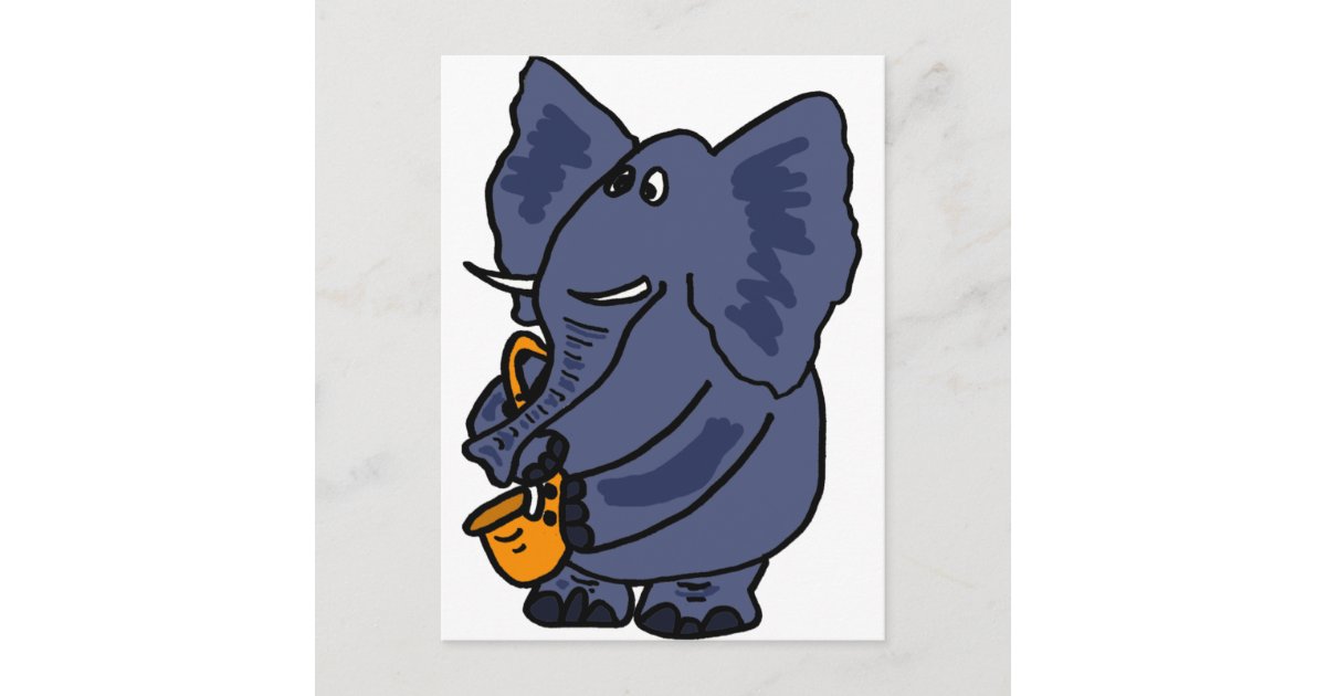 XX- Elephant Playing Saxophone Postcard | Zazzle