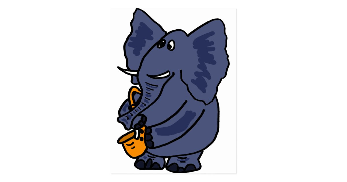 XX- Elephant Playing Saxophone Postcard | Zazzle.co.uk