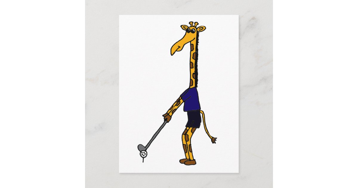 XX- Giraffe Playing Golf Design Postcard | Zazzle