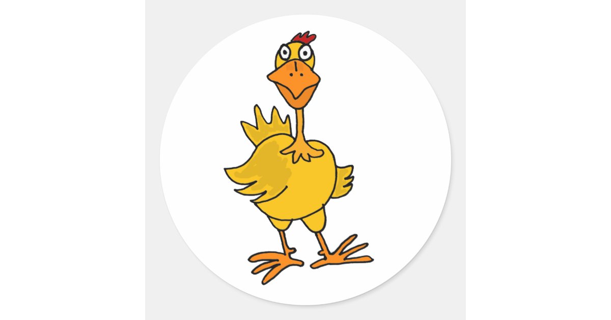 XX- Hilarious Goofy Chicken Classic Round Sticker | Zazzle