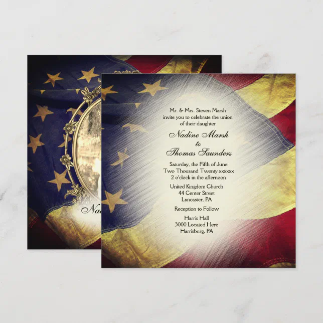 xxAmerican Flag Wedding Invitation with Photograph | Zazzle