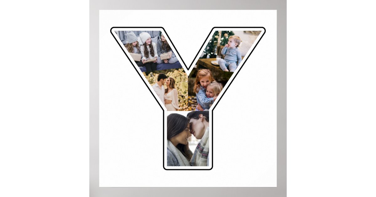 Y Monogram Create Your Own 6 Photo Collage White Poster | Zazzle