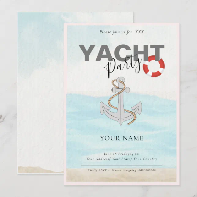 Yacht Boat Cruise Birthday Party Invitation | Zazzle