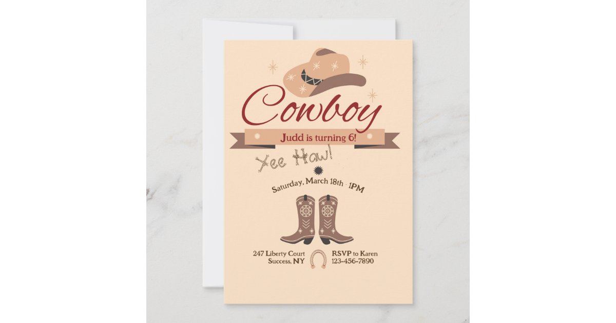 Yee Haw Cowboy Birthday Party Invitation | Zazzle