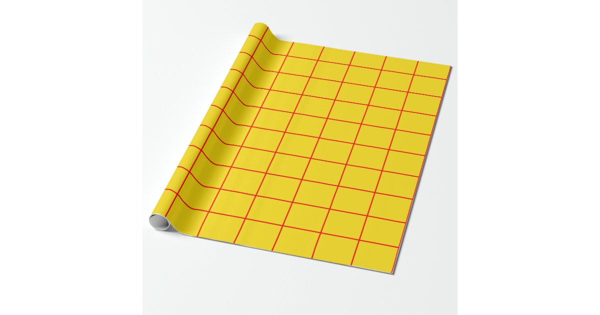 Yellow and Red Grid Wrapping Paper | Zazzle