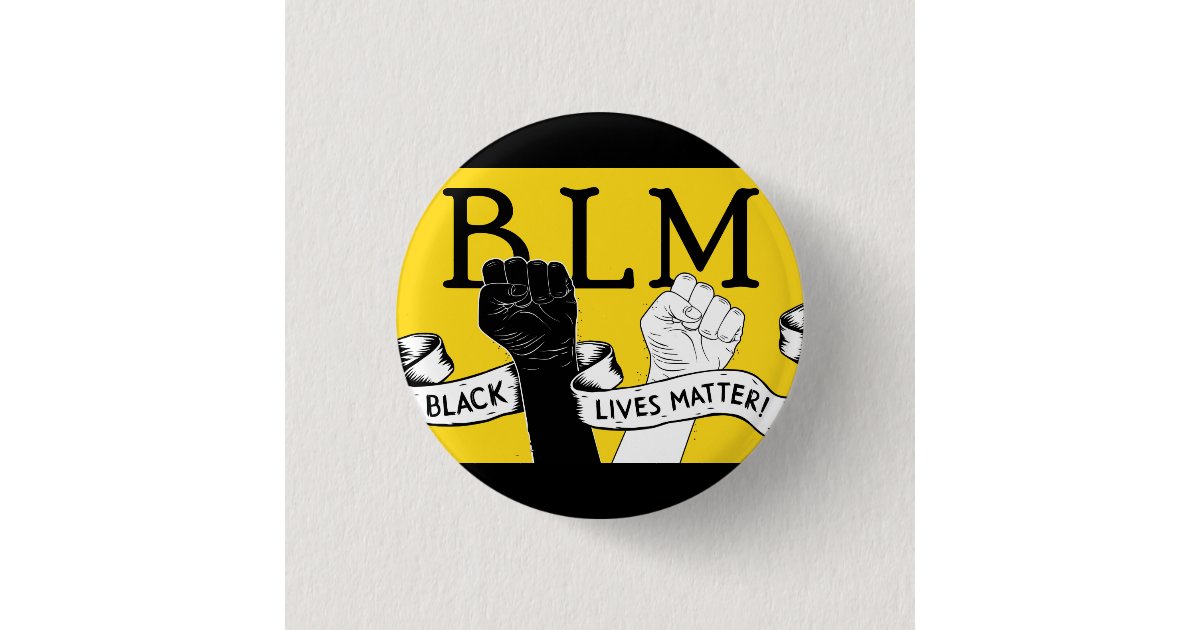 Yellow & Black BLM protest Pin | Zazzle