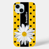 Yellow, Black Polka Dots, Daisy Flower iPhone Case | Zazzle