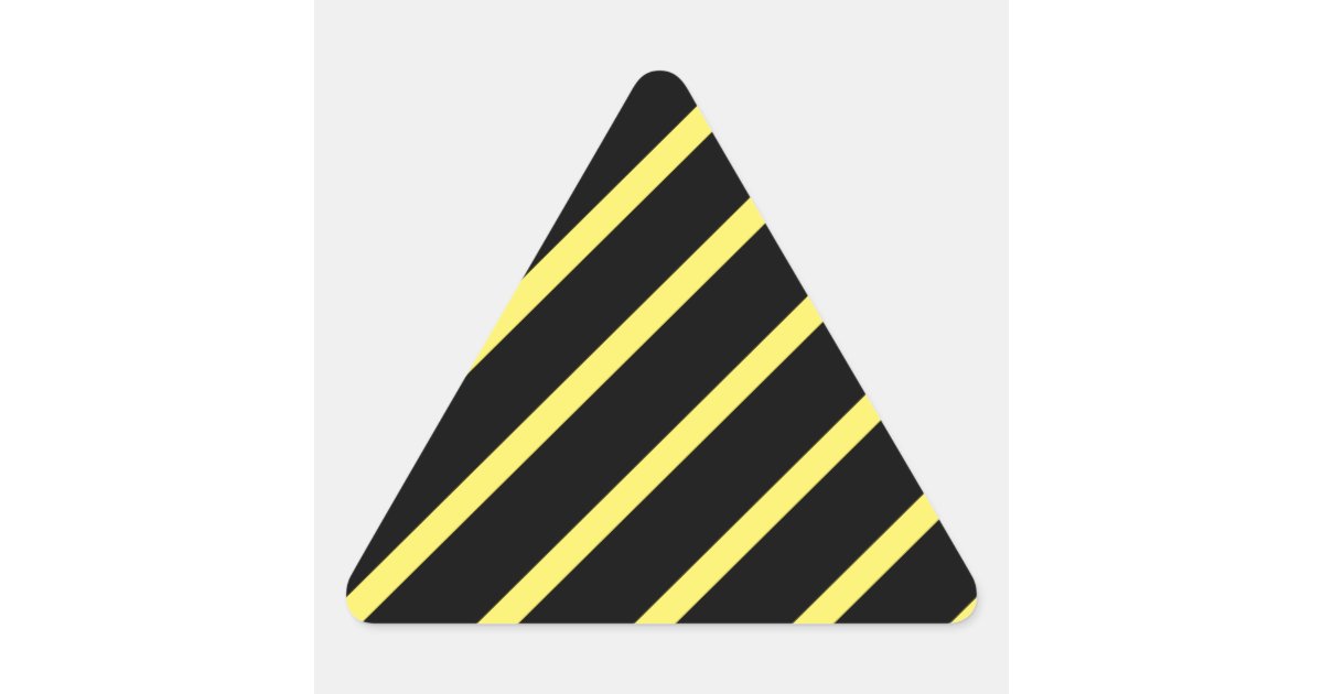 Yellow black stripes triangle sticker | Zazzle