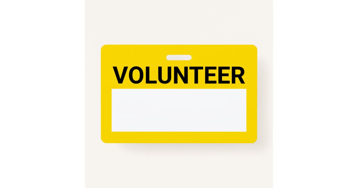 Yellow Blank Volunteer ID Badge | Zazzle
