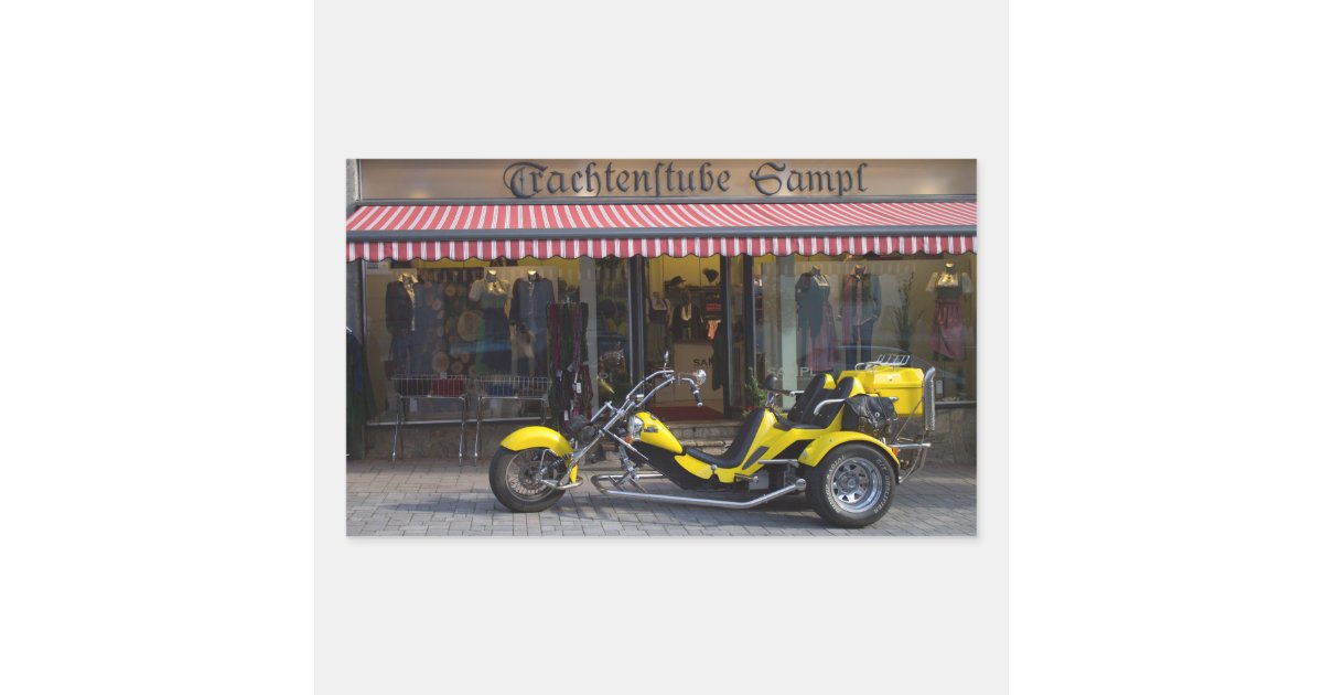 Yellow Boom Trike Rectangular Sticker | Zazzle