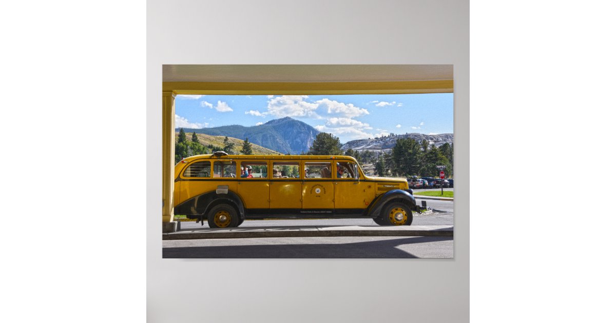 Yellow Bus, Yellowstone National Park, Wyoming Poster | Zazzle