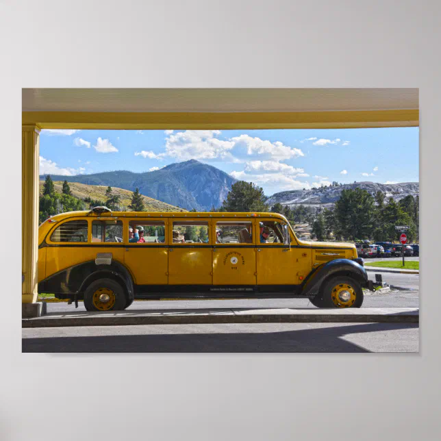 Yellow Bus, Yellowstone National Park, Wyoming Poster | Zazzle