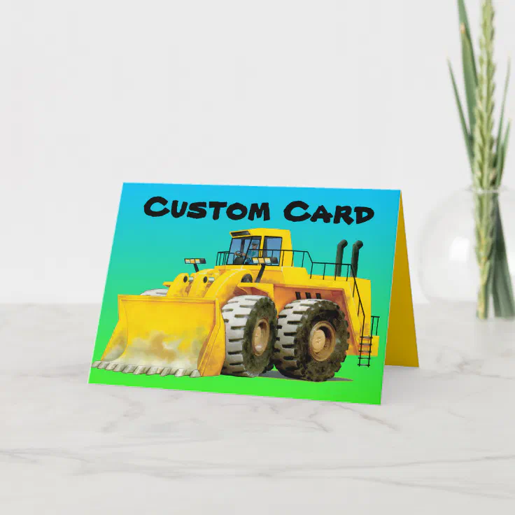 Yellow Digger Custom Greeting Card | Zazzle