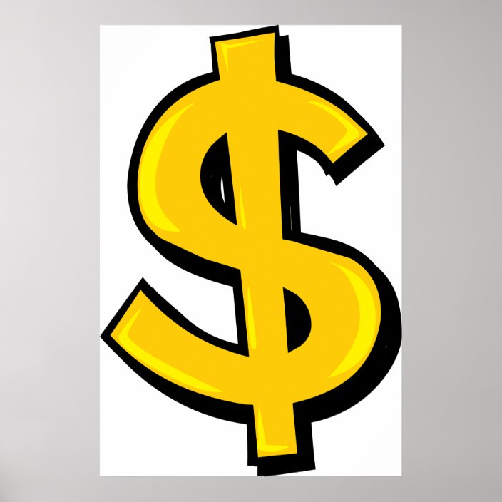 Yellow Dollar Symbol Poster | Zazzle.co.uk