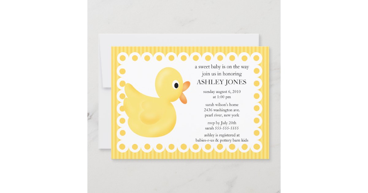 Yellow Duck Baby Shower Invitation | Zazzle