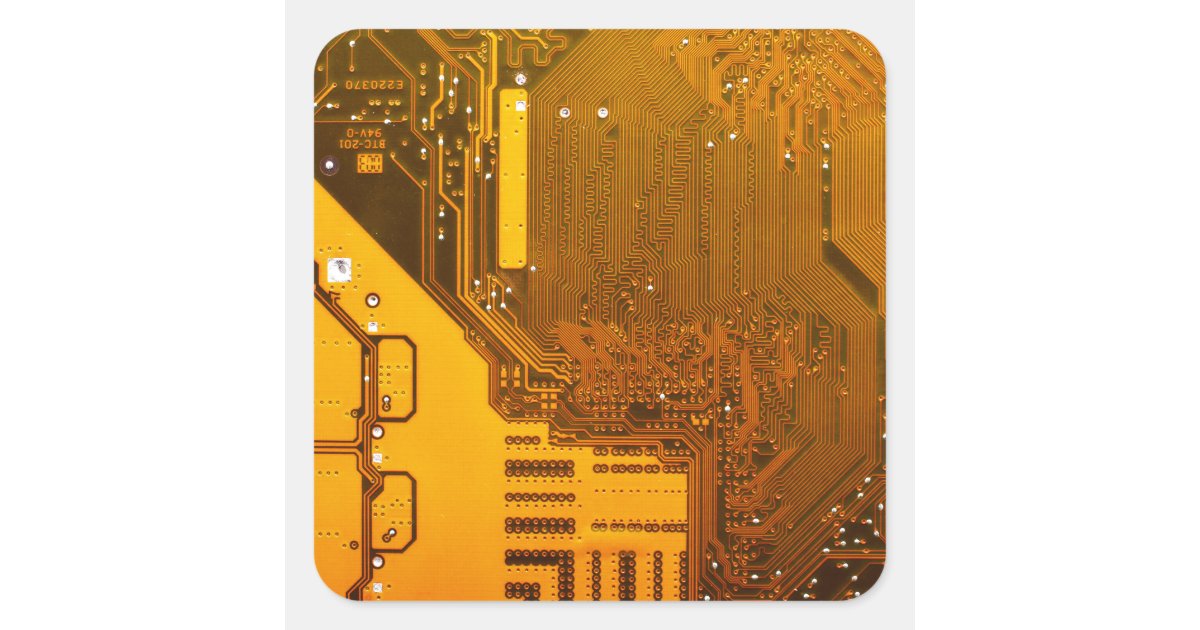 yellow electronic circuit board.JPG Square Sticker | Zazzle