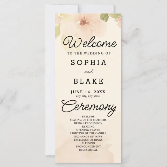 Yellow Flowers and Greenery Yellow Wedding Program | Zazzle