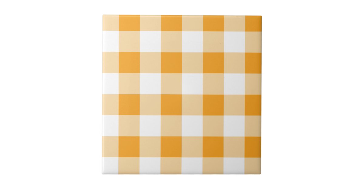Yellow Gingham Pattern Tile | Zazzle