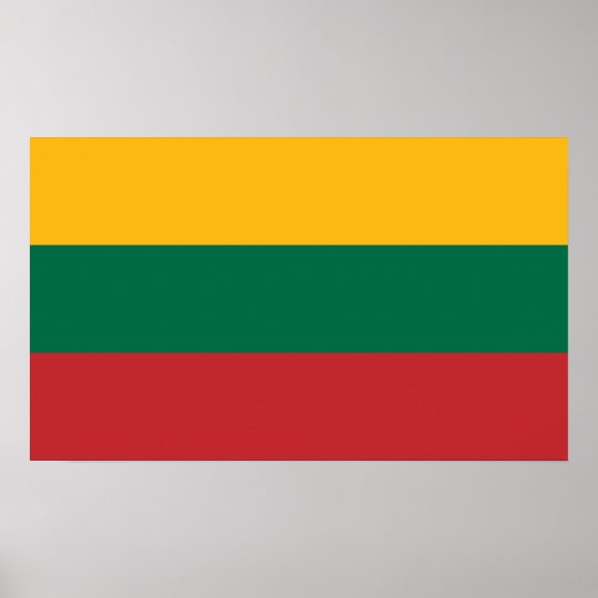 Yellow Green and Red Flag of Lithuania Poster | Zazzle.co.uk