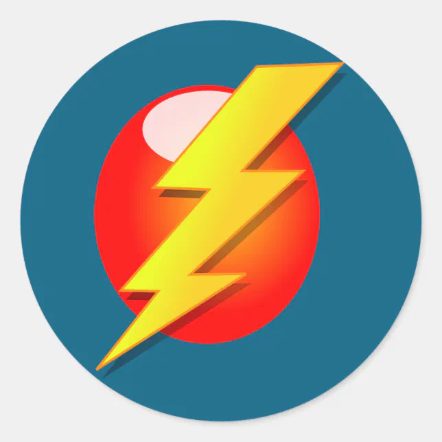 yellow lightning bolt classic round sticker | Zazzle