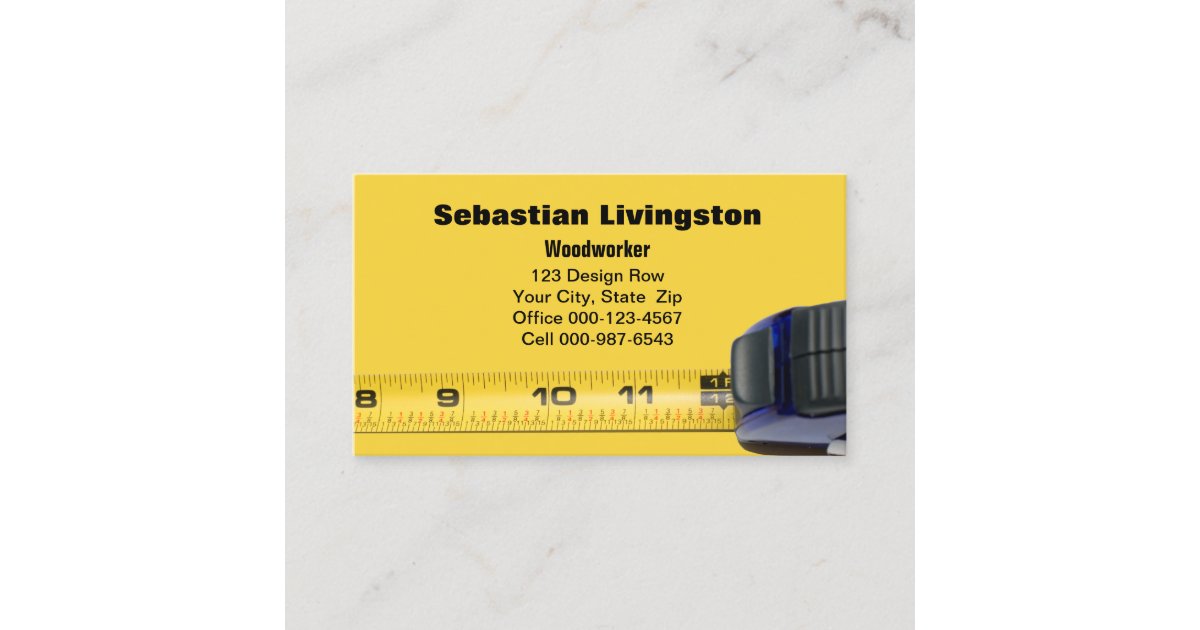 Yellow Measuring Tape Woodworking Professional Business Card | Zazzle