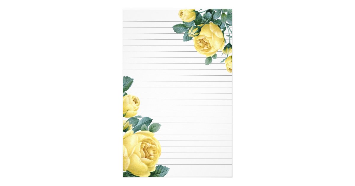 Yellow Roses Lined Stationery | Zazzle.co.uk