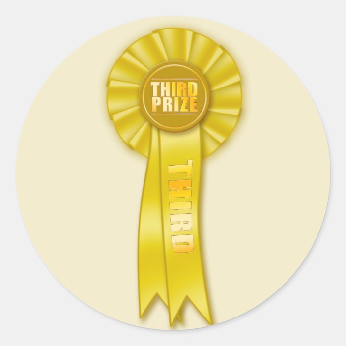 yellow rosette third prize sticker | Zazzle.co.uk