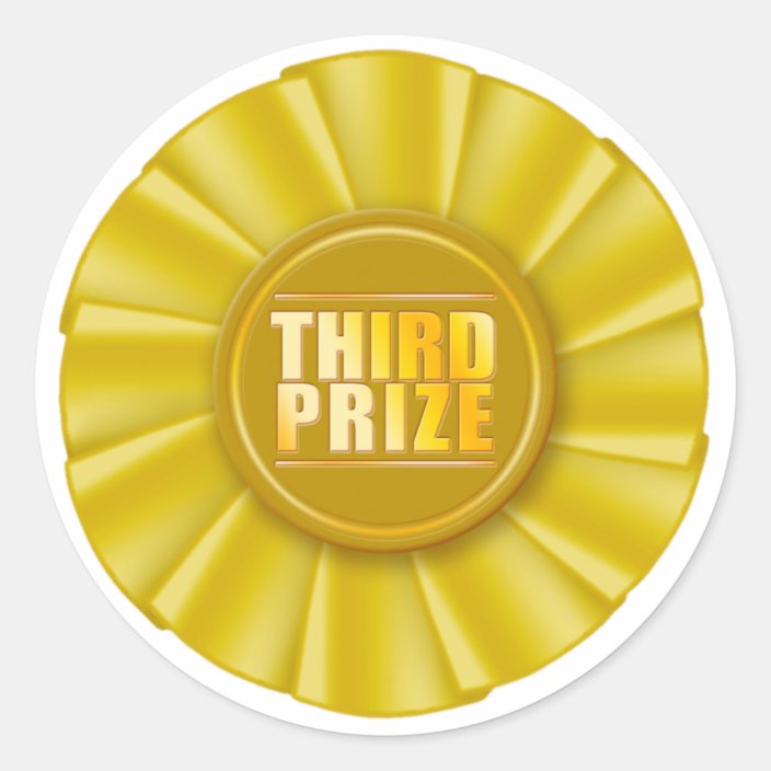 yellow rosette third prize sticker | Zazzle.co.uk
