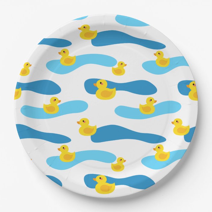 Yellow Rubber Duck Pattern Paper Plate Uk