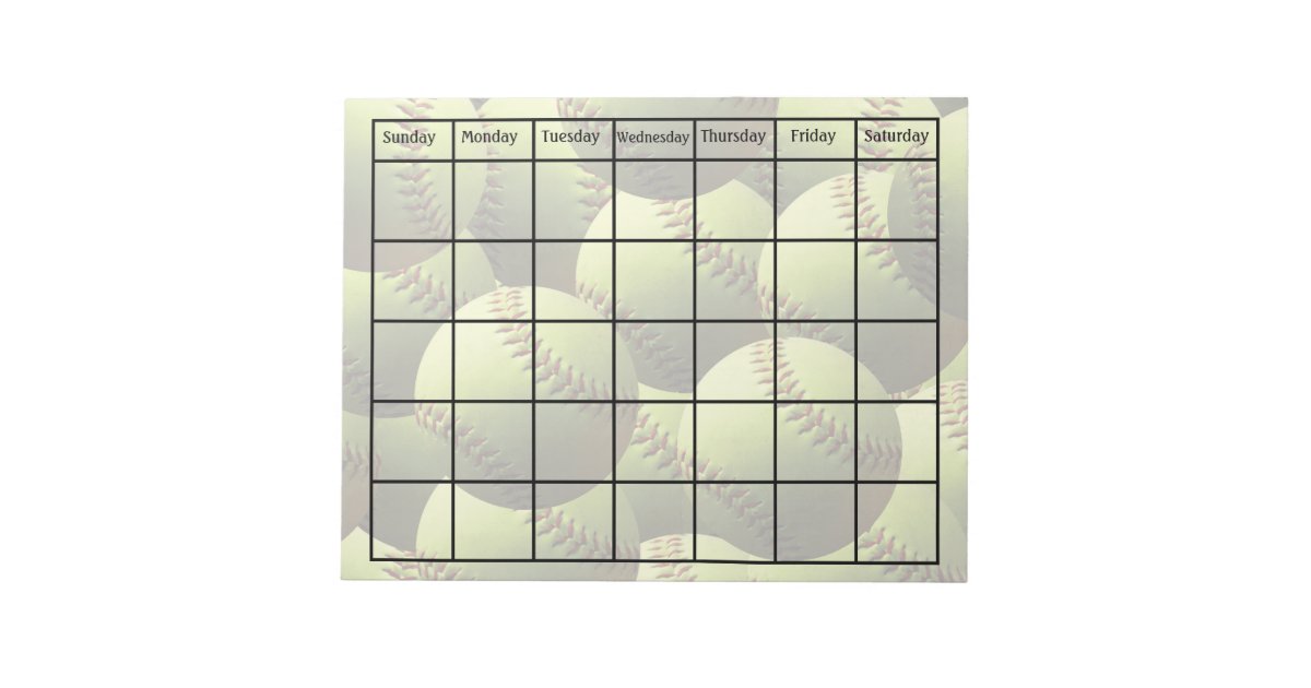 Yellow Softball Multiball Calendar Blank Notepad | Zazzle