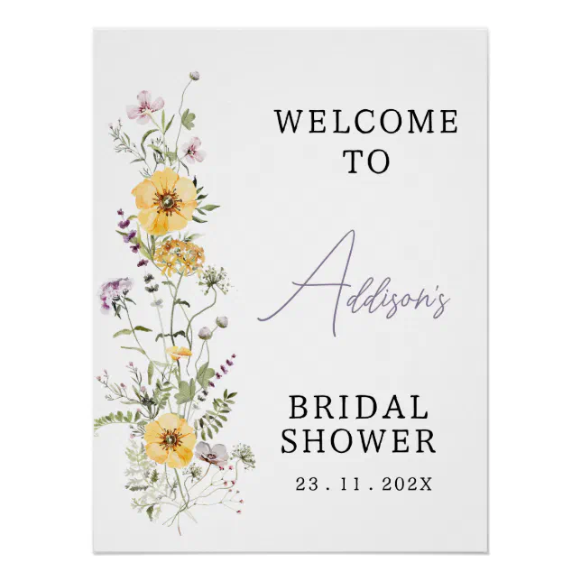 Yellow Wildflowers Bridal Shower Welcome Sign | Zazzle