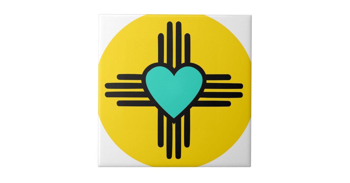 Yellow Zia Heart Tile | Zazzle